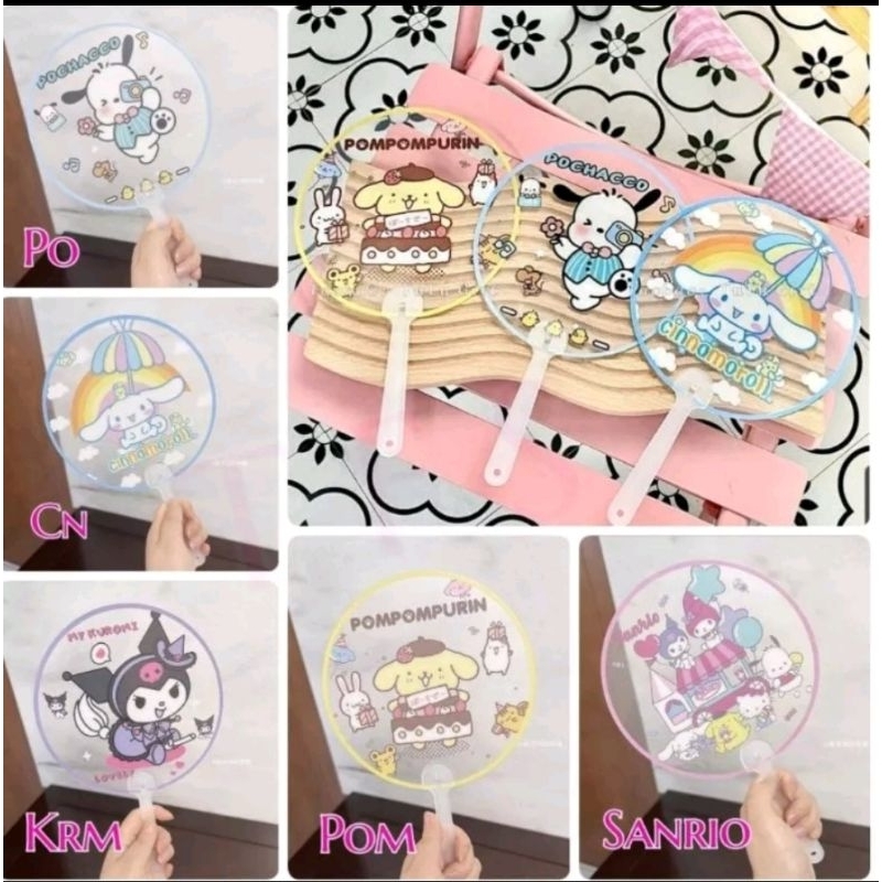 Jual Kipas tangan bulat Po Pom Hop Motif Karakter Lucu Anak Cartoon ...