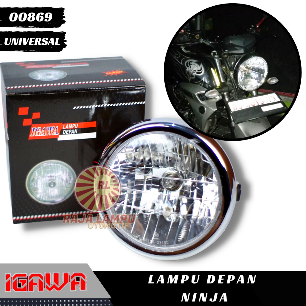 Jual LAMPU REFLEKTOR DEPAN NINJA SS HEAD LAMP NINJA SS BULAT CHROME ...