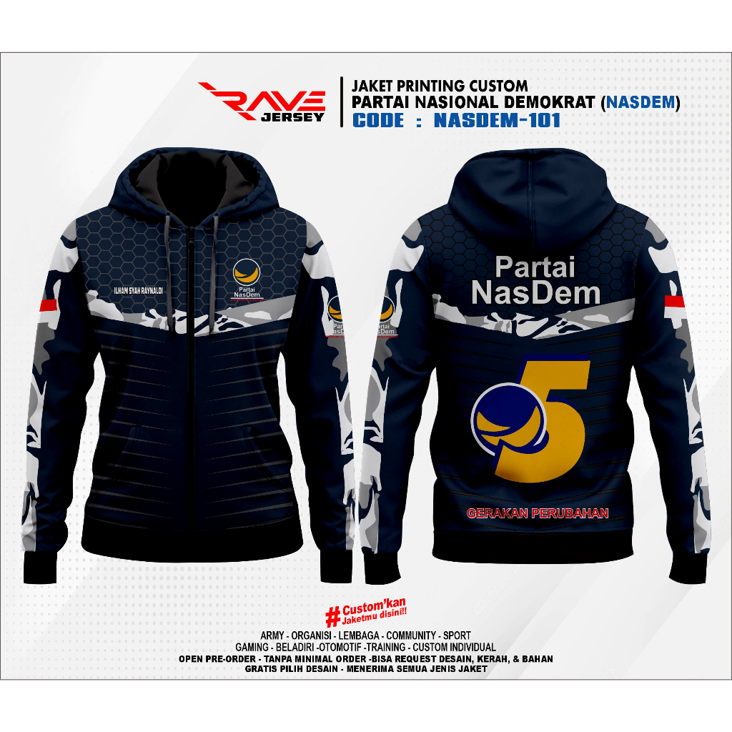 Jual JAKET PARTAI NASDEM SESI 1 FULL PRINTING SUBLIMATION CUSTOM ...