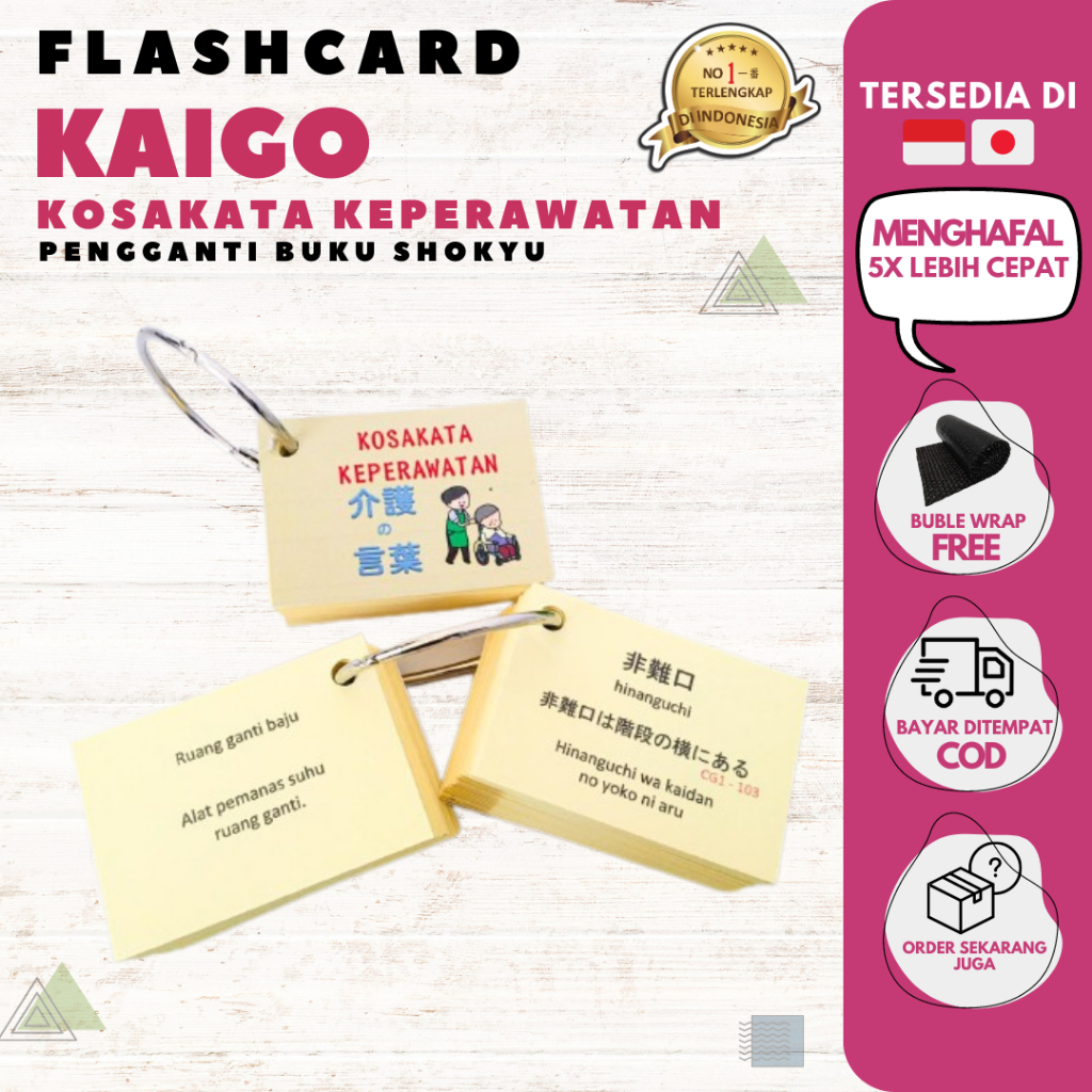 Jual FLASH CARD KEPERAWATAN KAIGO TOKUTEIGINOU SSW KOSAKATA BAHASA JEPANG PENGGANTI BUKU SHOKYU ...
