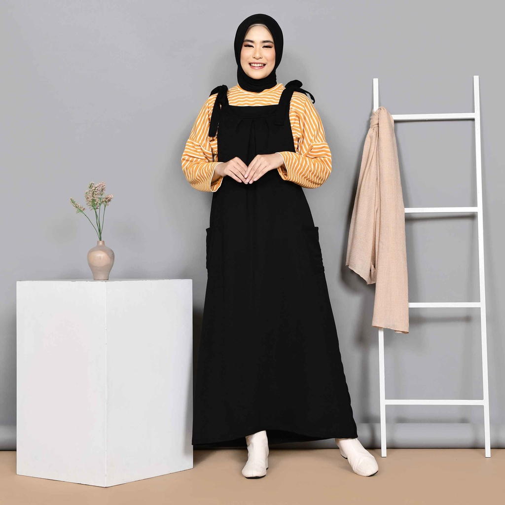 Jual Mybamus Nadir Pocket Overall Dress Sage Green - Gamis Jumpsuit ...