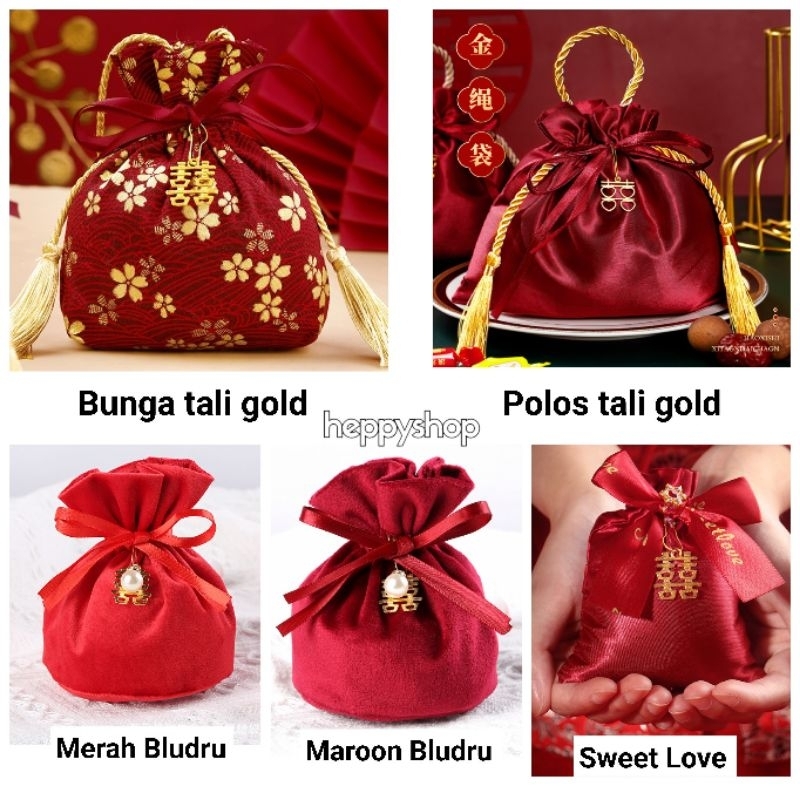 Jual Kantong Serut Permen Sangjit Wedding Candy Bag Mingle Souvenir ...