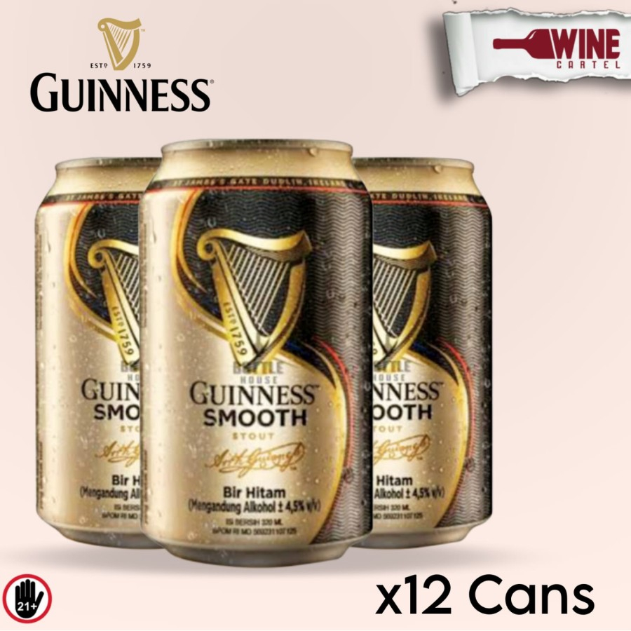 Jual Bir Beer Guinness Smooth Can Kaleng 320mL x12 CANS | Shopee Indonesia