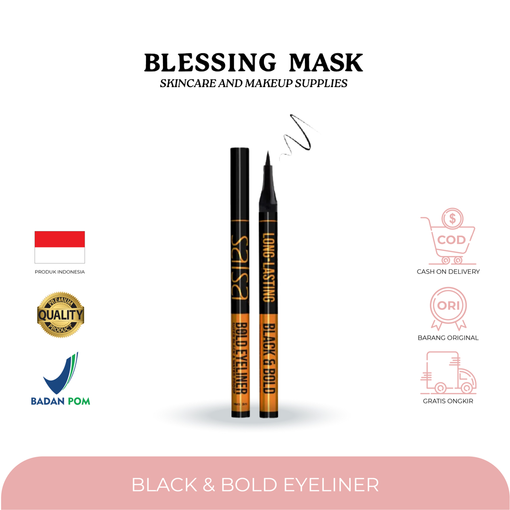 Jual SALSA Bold Eyeliner - Super Black Waterproof Pen Eyeliner | Shopee ...