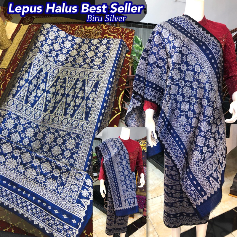Jual Songket Lepus Halus Biru TERLARIS /Songket Tenun Palembang asli Tenun Tangan/ilham songket ...