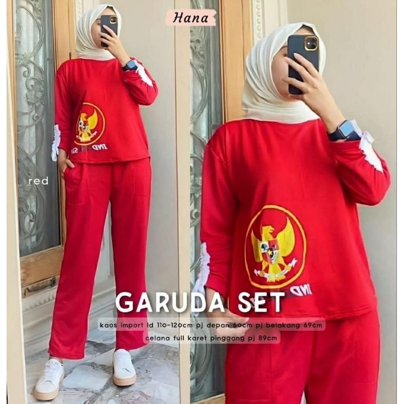 Jual SETELAN MERAH PUTIH GARUDA SET original produk HANA | Shopee Indonesia