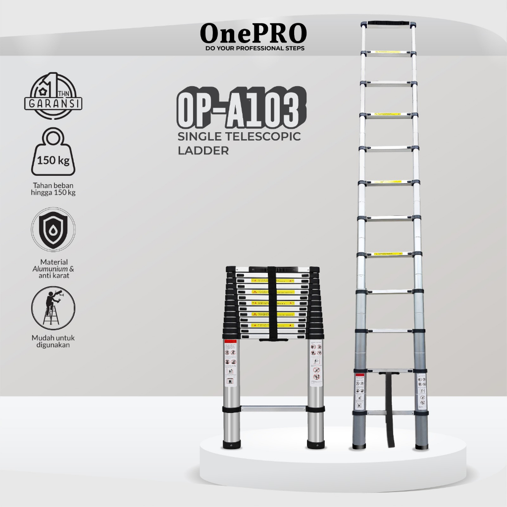 Jual One Pro Tangga Single Telescopic Onepro OP-A103 / Tangga Lipat ...