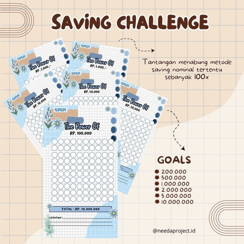 Jual Saving challenge A5&A6 || Kertas Budgeting || isi binder | Shopee Indonesia