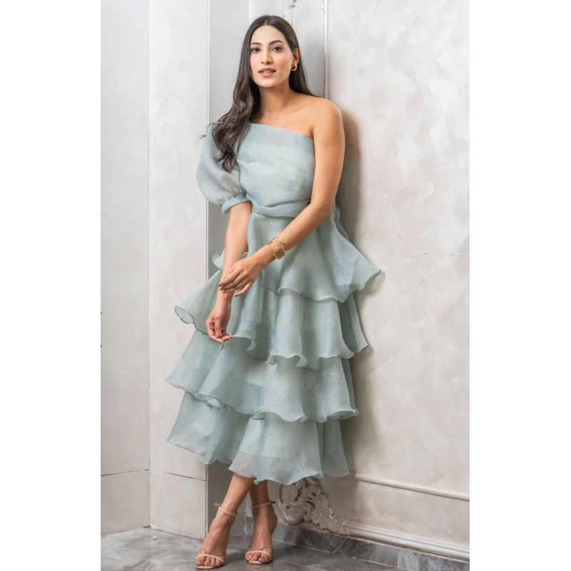 Jual SWISH GOWN - Gaun pesta wanita one shoulder dress organza organdi ...