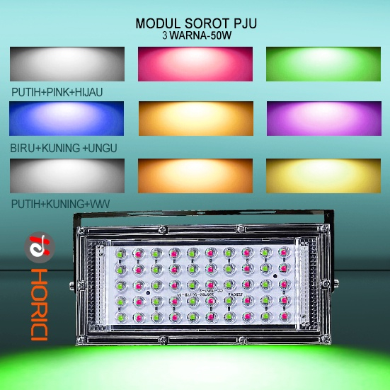 Jual MEREK HORICI LAMPU PANEL 3WARNA CAHAYA ASLI 50 WATT 220V LAMPU ...