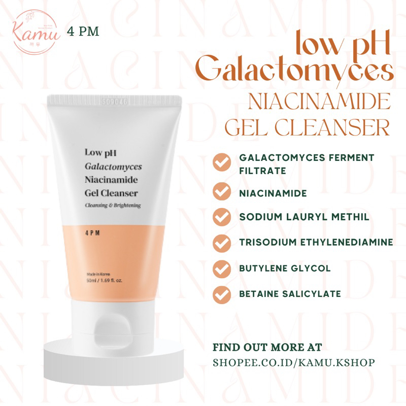 Jual 4PM Low pH Galactomyces Niacinamide Gel Cleanser 50ml | Shopee Indonesia