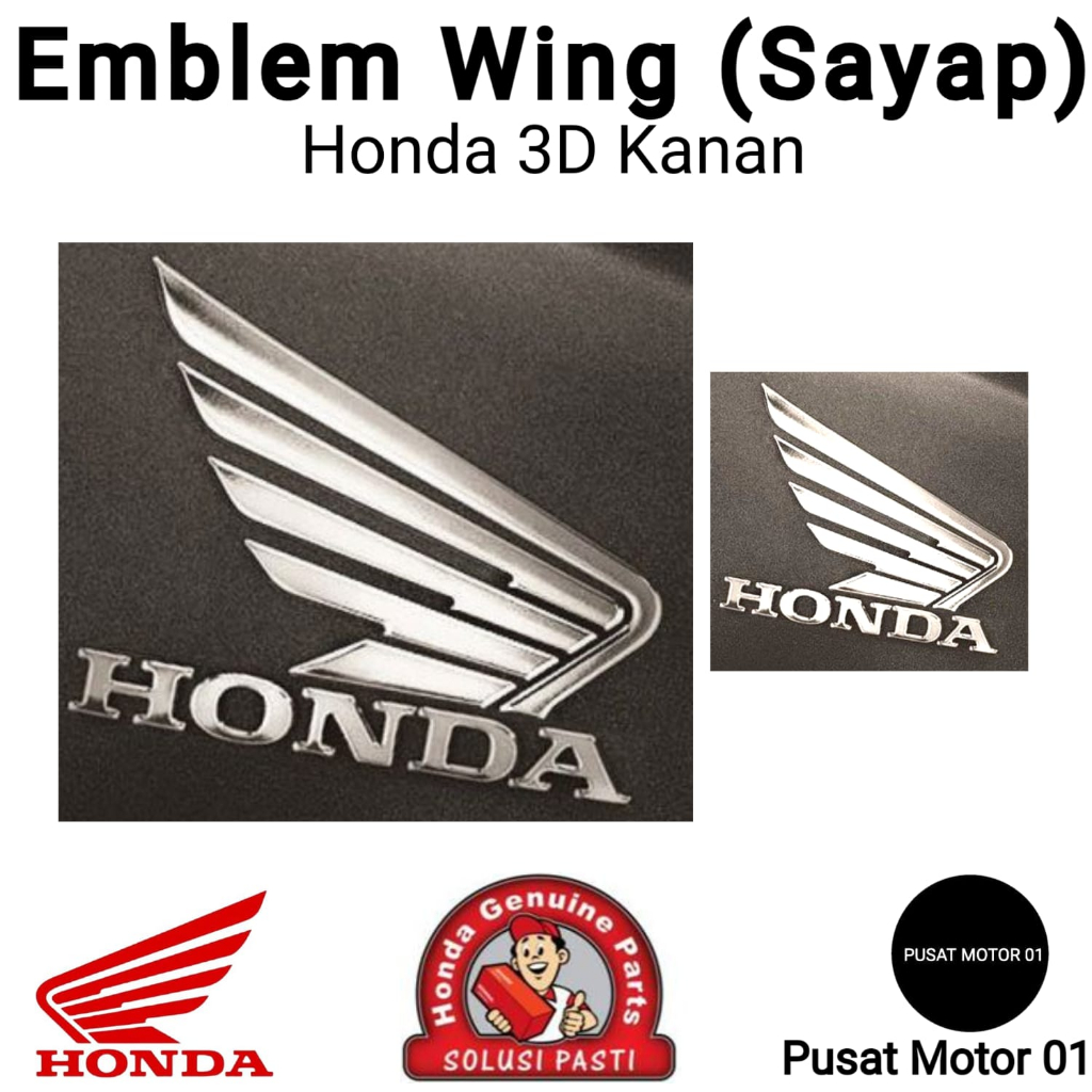Jual Emblem Motor Original Ahm Honda Stiker Wing Sayap Honda 3D Kanan ...