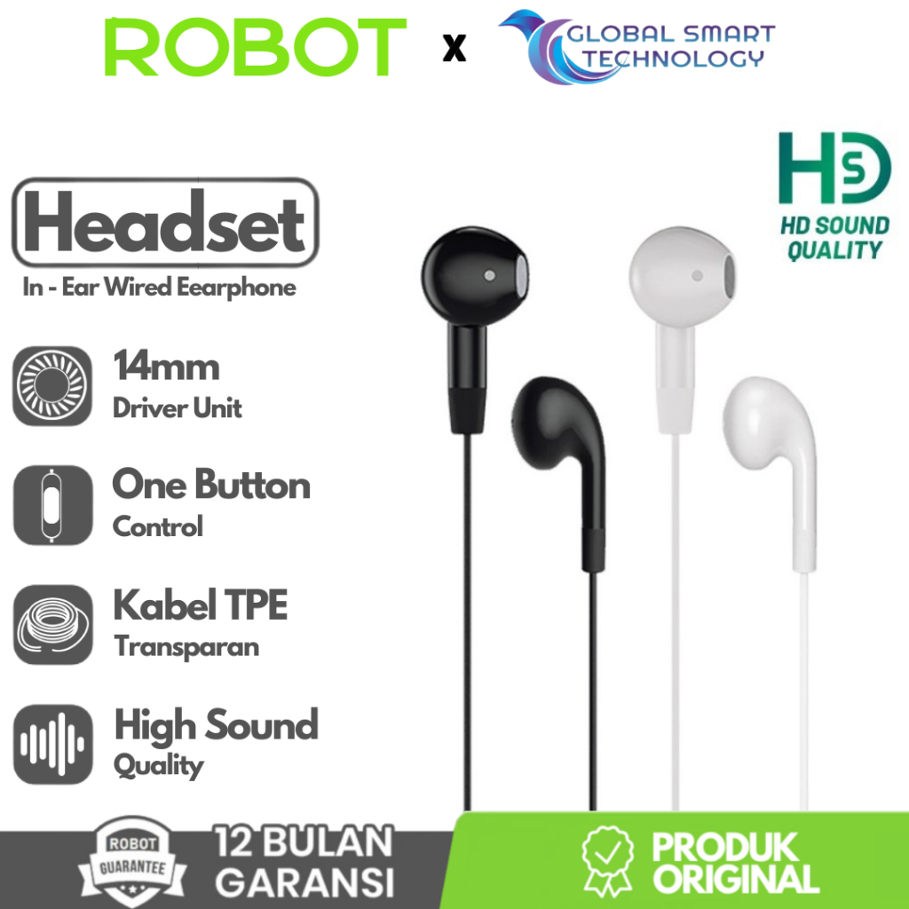 Jual ROBOT RE50 Earphone Headset In Ear Deep Bass High-Definition Jack ...