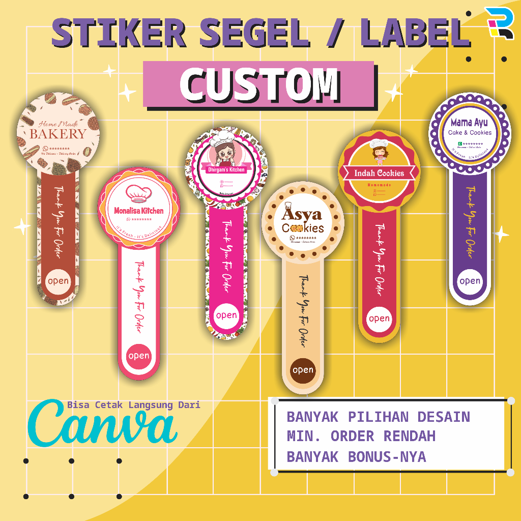 Jual Cetak Stiker Label Kemasan Segel Toples Kue Kering Makanan ...