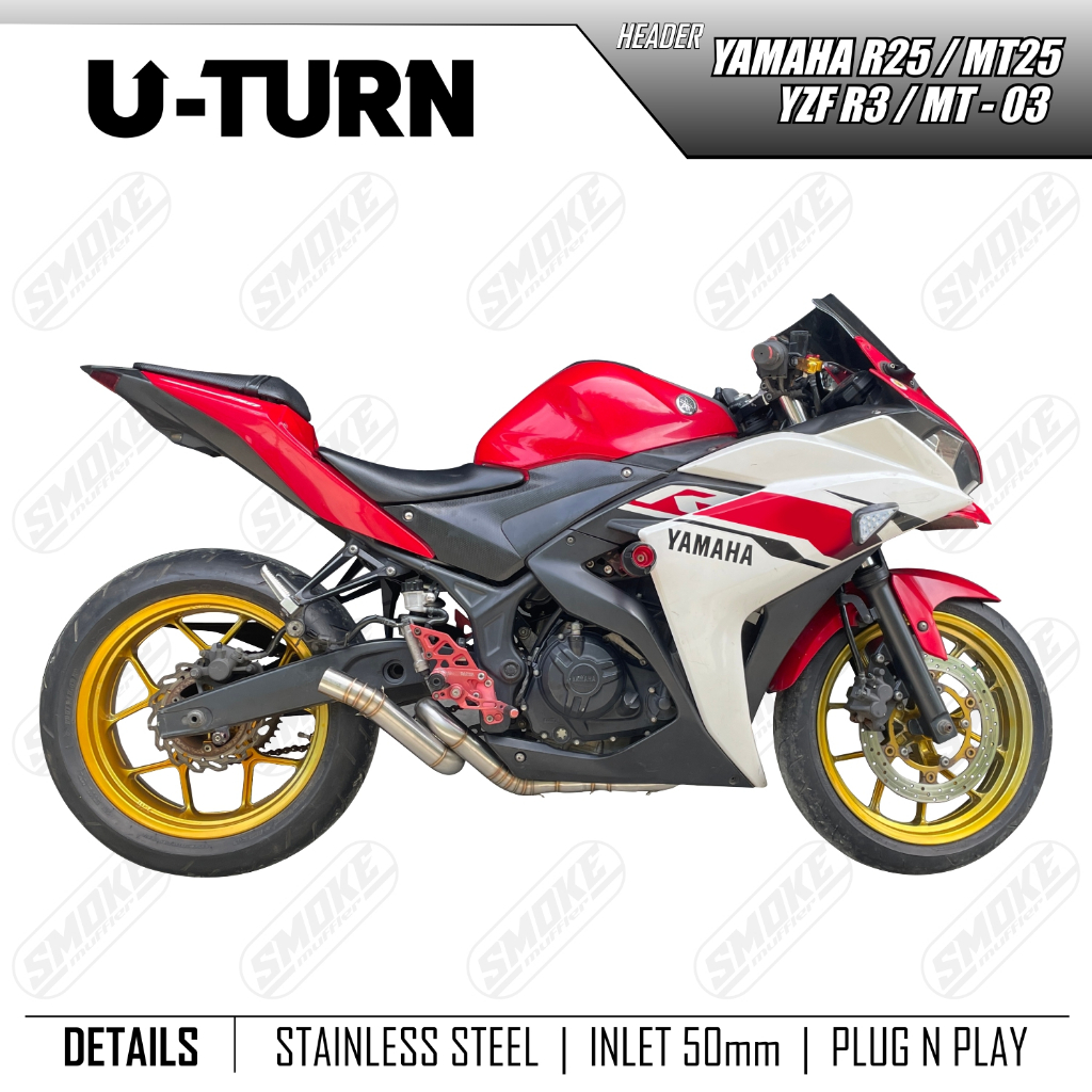 Jual Header Knalpot R25 MT25 YZF R3 U-Turn Original Smoke Muffler ...