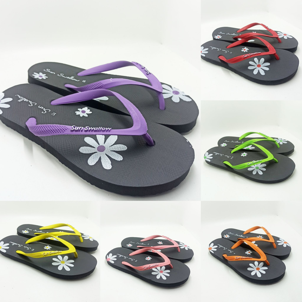 Jual Sandal Jepit Motif Bunga ASTER Sun Swallow Bahan Karet Empuk For ...