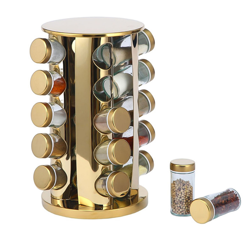 Jual Nexxio Rak Bumbu Putar Gold / Rotating Spice Jar Rack / Tempat ...