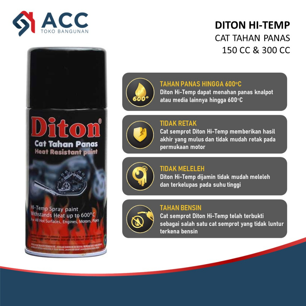 Jual DITON Hi Temp Pylox Pilox Pilok Cat Semprot Anti Panas Knalpot | Shopee Indonesia
