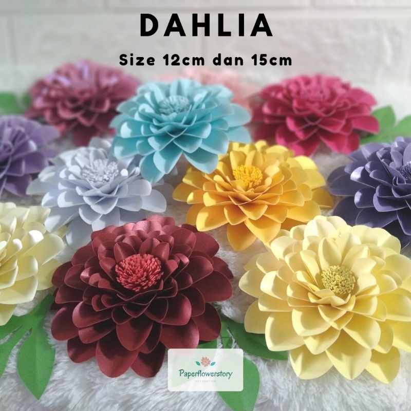 Jual Bunga Dahlia Kertas Paper Flower Dahlia size 12cm dan 15cm Bahan ...