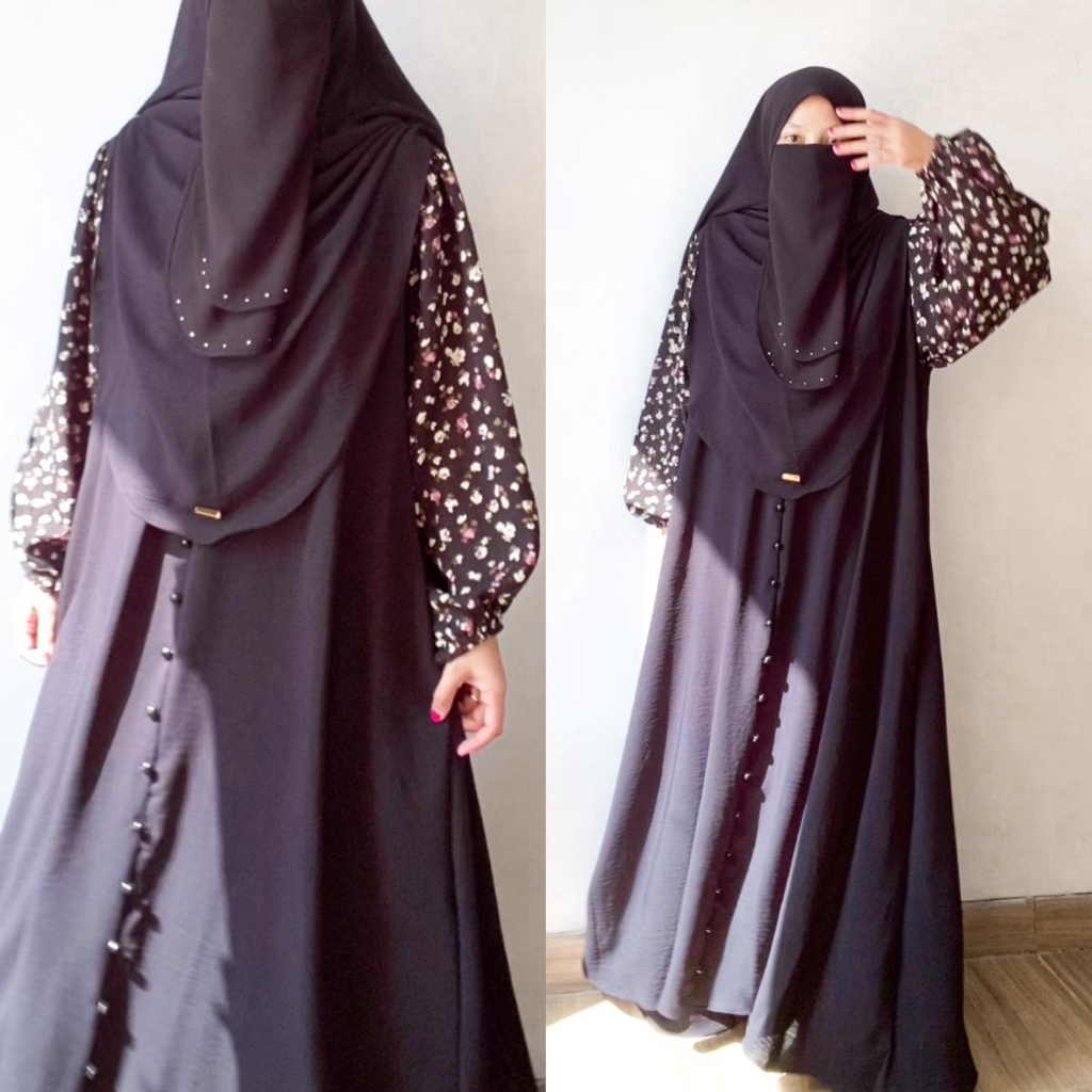 Jual Tsurayya - One set abaya arafah motif (abaya+pashmina oval crincle ...