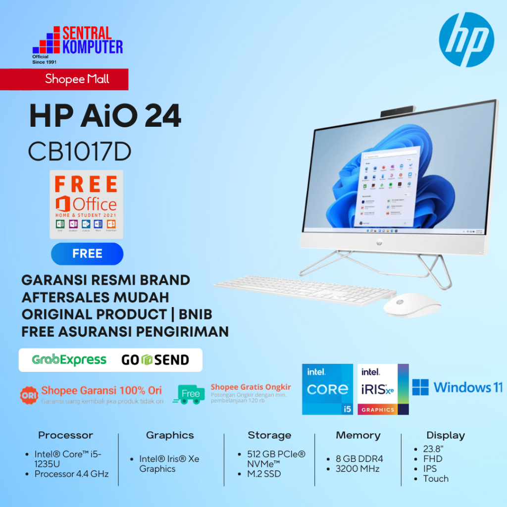 Jual HP AIO PC 24-CB1017D i5-1235U 8GB 512SSD TS23.8 W11+OHS | Shopee Indonesia