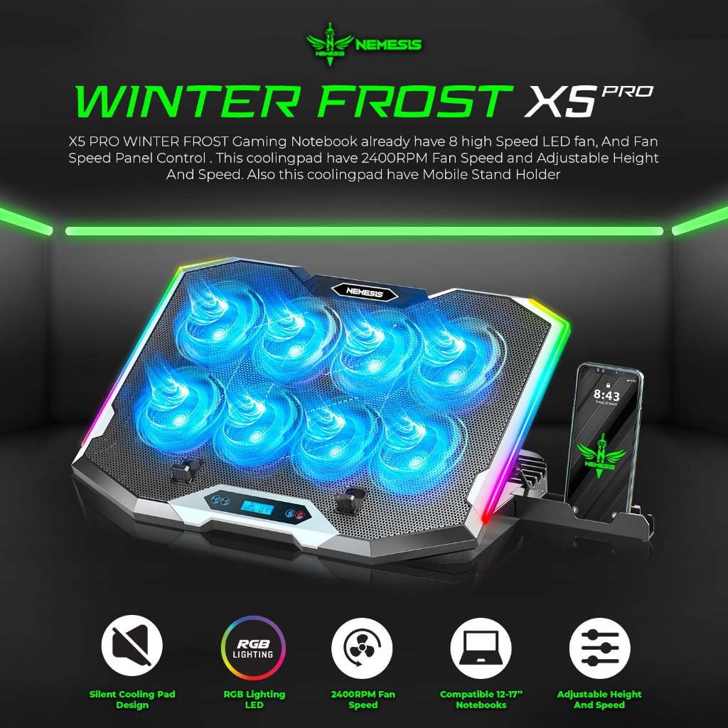 Jual NYK Winter Frost X5 Pro Cooling Pad 8Fan RGB - Colpad X5 Pro ...