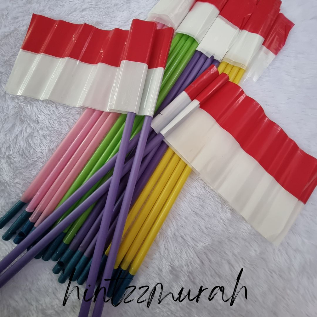 Jual (20 Pcs) Bendera Merah Putih Stik Peluit Bendera Pawai Agustusan ...