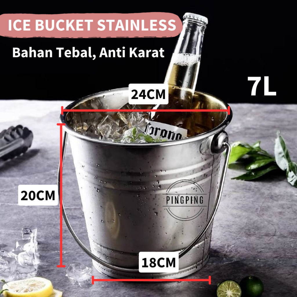 Jual ICE BUCKET EMBER ES BATU WINE / BUCKET STAINLESS STEEL 7L | Shopee ...