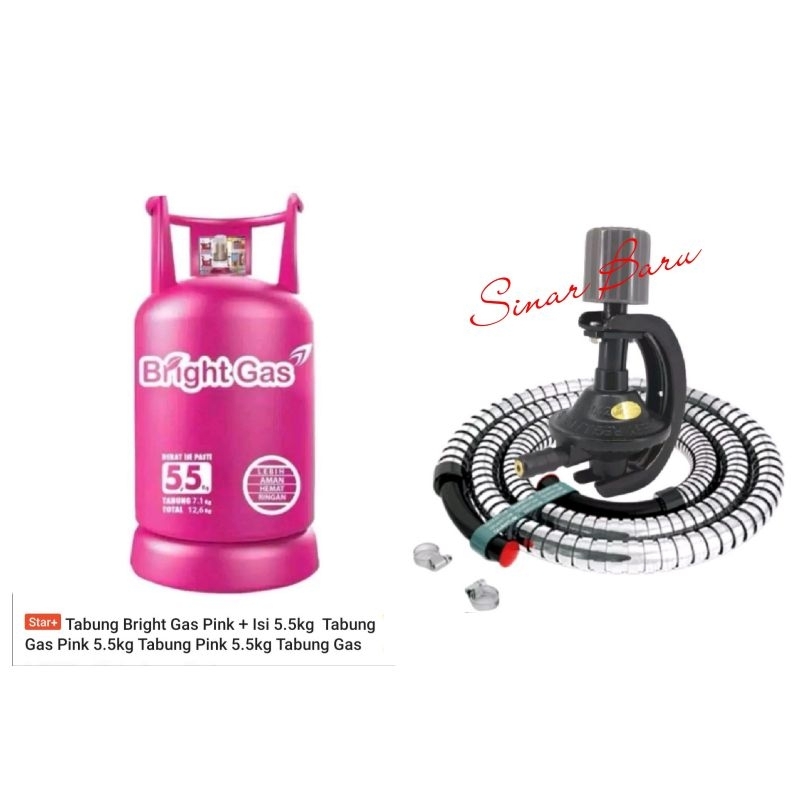 Jual Tabung Bright Gas 5.5kg + Isi + Regulator Destec Non-Meter + Selang Fleksibel 1.8M Tabung ...