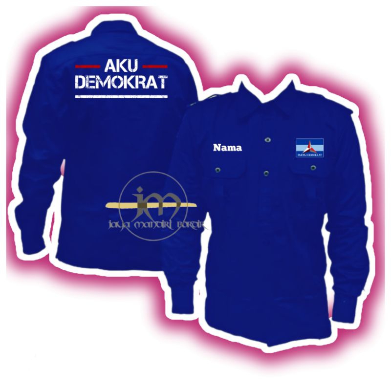 Jual KEMEJA PARTAI DEMOKRAT BORDIR || KEMEJA AKKU DEMOKRAT BORDIR ...