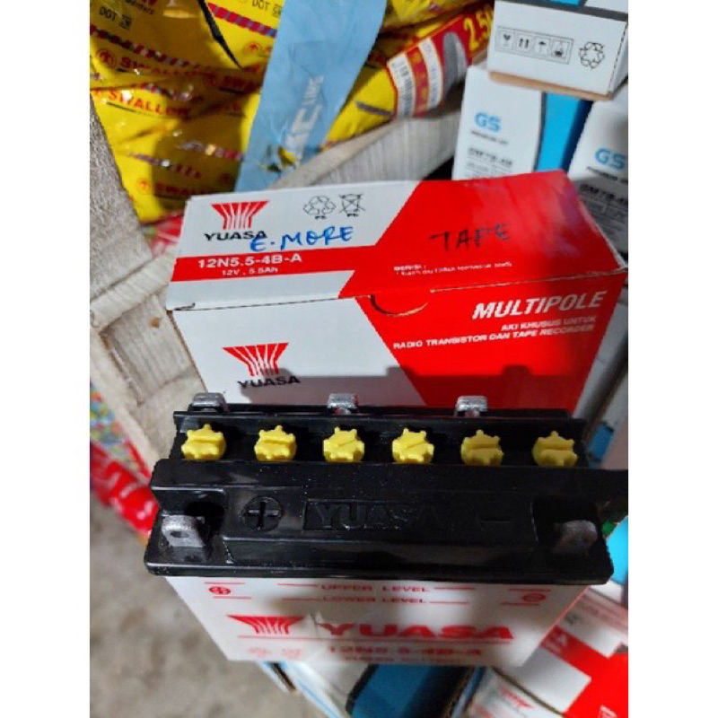 Jual AKI BASAH BATERAI TAPE YUASA ORIGINAL 12N5.5-4B-A | Shopee Indonesia