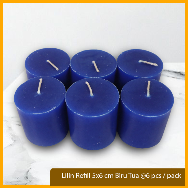 Jual Lilin Refil BiruGelas Candle Stearin Wax Isi Ulang 5x6 cm @ 6 pcs ...
