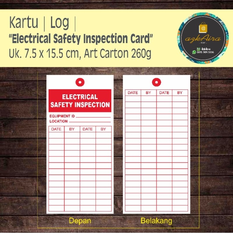 Jual Kartu Log Electrical Inspection Record Card | Shopee Indonesia