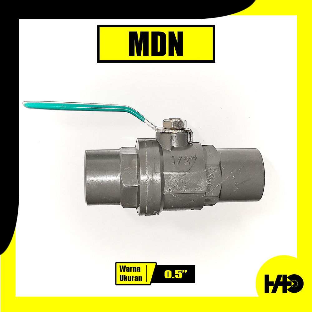 Jual Stop Kran Ball Valve PVC Gagang Stainless Ukuran ½ inch MDN | Shopee Indonesia