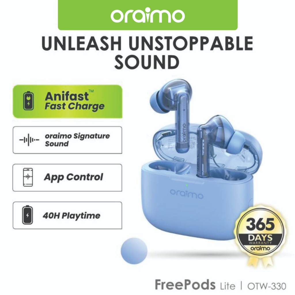 Jual Oraimo Freepods Lite TWS Earphone Bluetooth v5.3 Headset Wireless ...