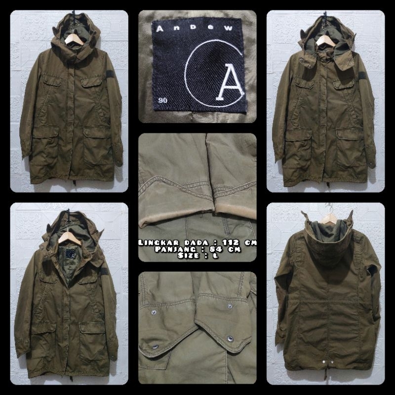 Jual Jaket Parka Warna Hijau Army Merk Andew Second Original. | Shopee ...
