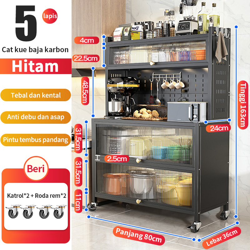 Jual Rak Dapur dengan Pintu Rak Penyimpanan Microwave Lemari Piring Rak ...