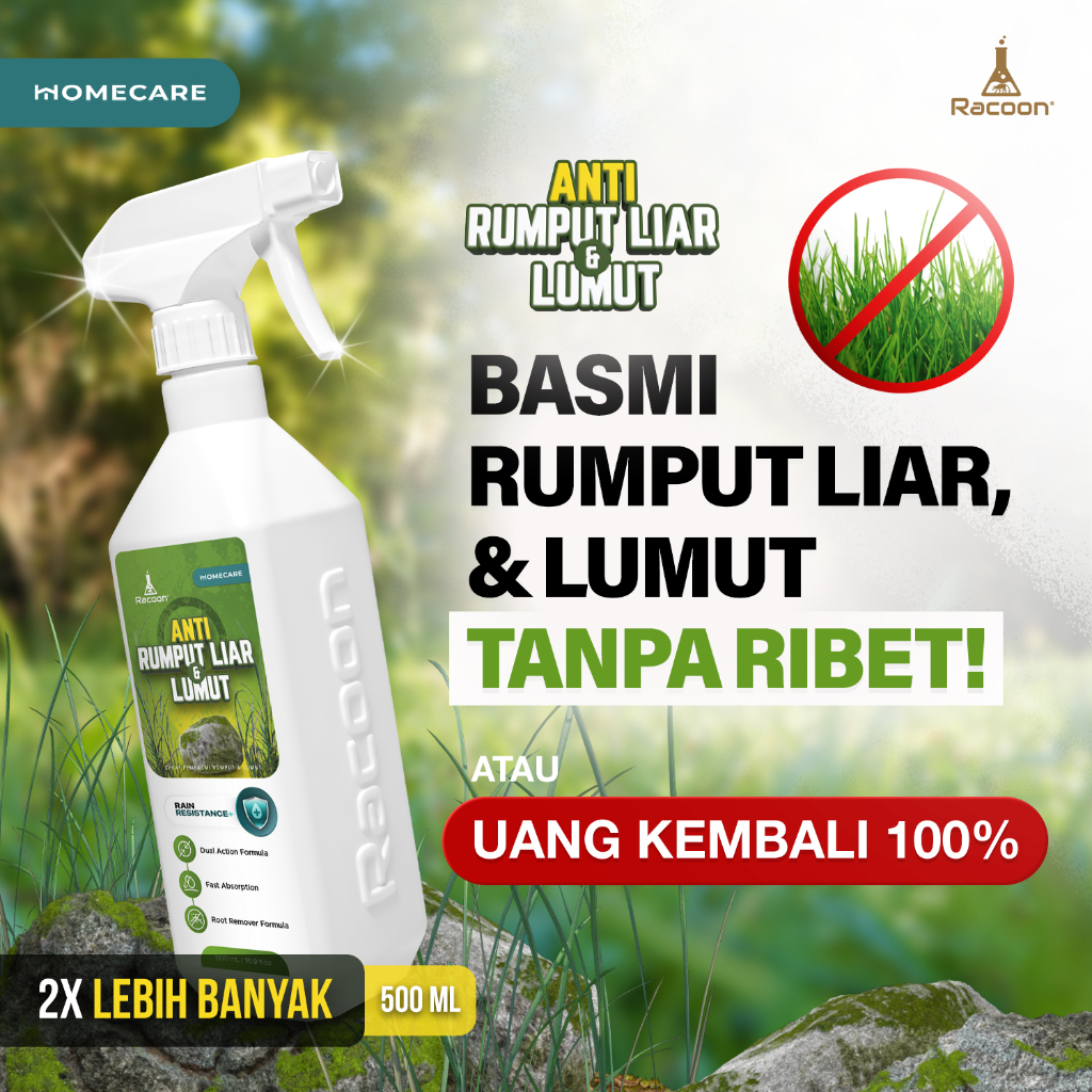 Jual RACOON Spray Anti Rumput Liar & Lumut 500ML | Basmi Sampai Ke Akar ...