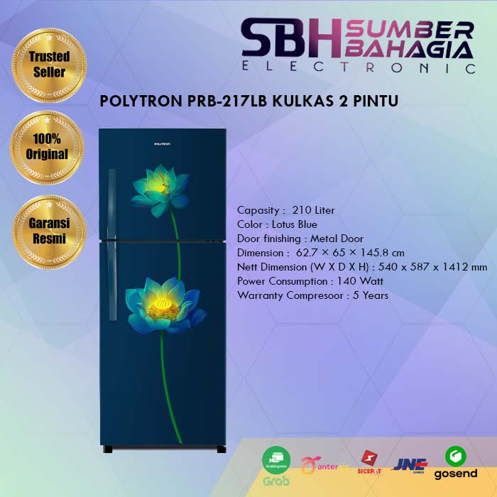 Jual POLYTRON PRB-217LB KULKAS 2 PINTU (NEW)(KHUSUS BANDUNG) | Shopee ...