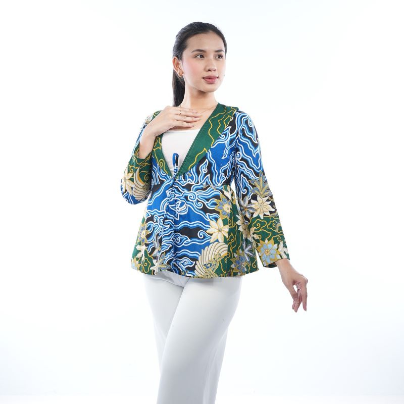 Jual BATIK TRUSMI Atasan Wanita Blouse Batik Outer Motif Mega Mendung ...
