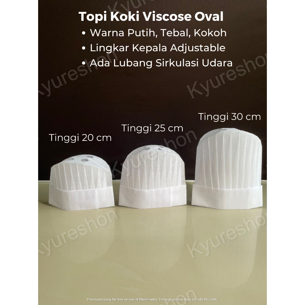 Jual Topi Koki Oval Viscose / Chef Hat Cook Hat (10 Pcs) | Shopee Indonesia