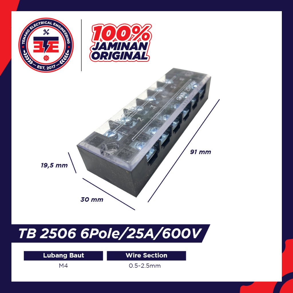 Jual Terminal Block Kaca 25A TB-2503 TB-2504 TB-2506 TB-2512 3P 4P 6P 12P | Shopee Indonesia