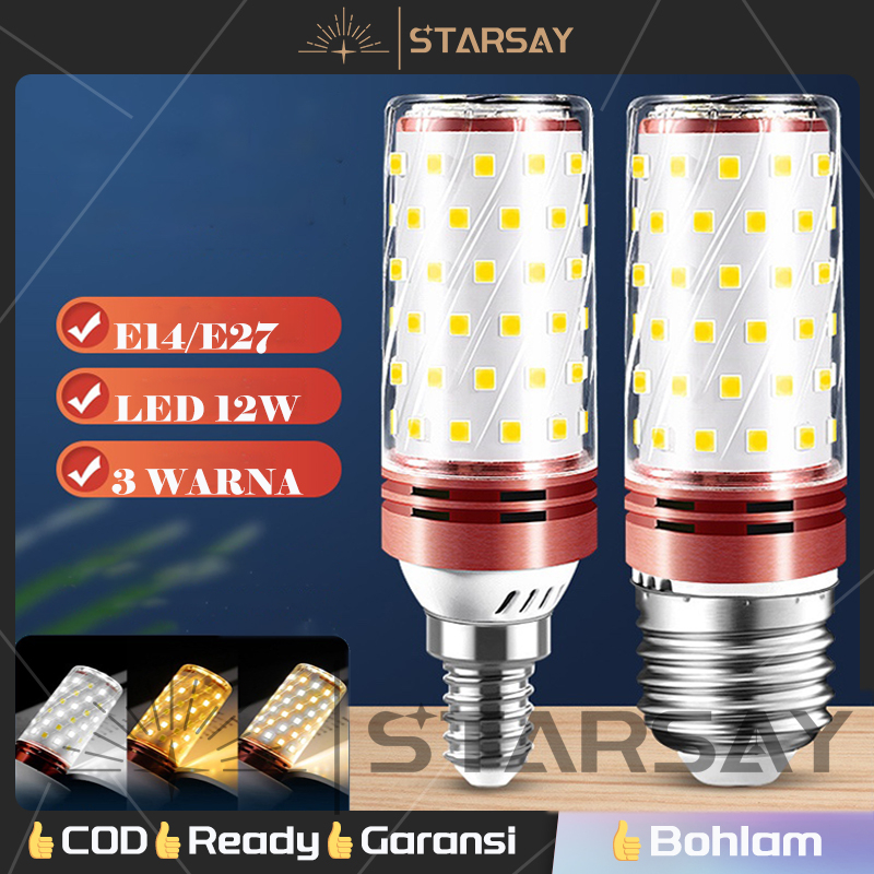 Jual 3 Warna E27/E14 Bolam 12W LED Lampu Bohlam Bulb | Shopee Indonesia
