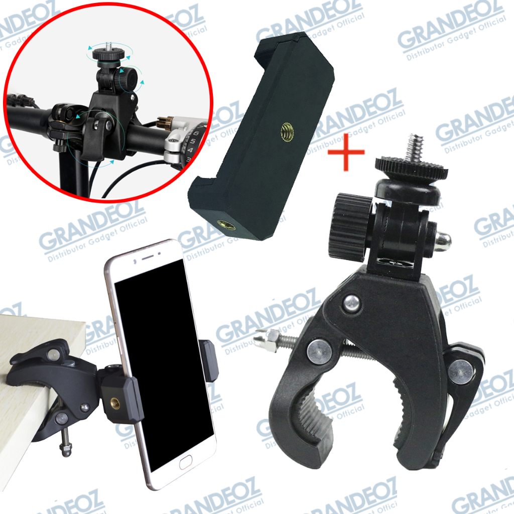 Jual Phone Holder Mounting Stang Bar Bracket Hp Smartphone Gopro Action ...