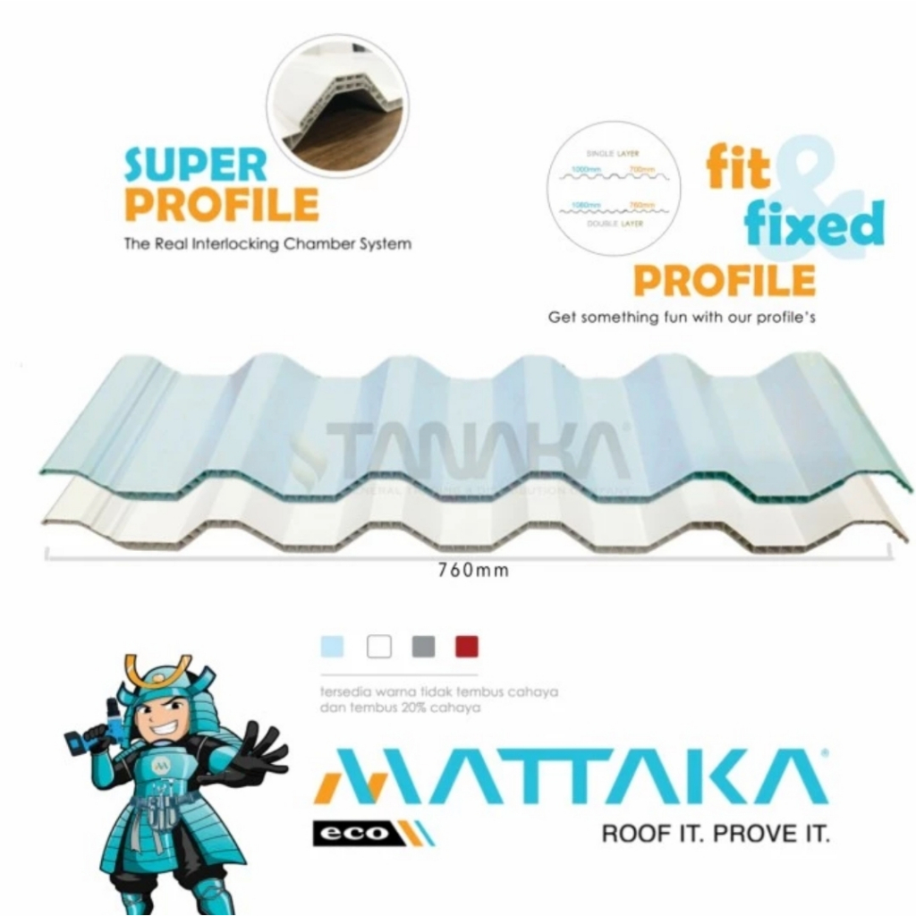 Jual Atap UPVC Mattaka Double Layer 760mm Bukan Alderon | Shopee Indonesia