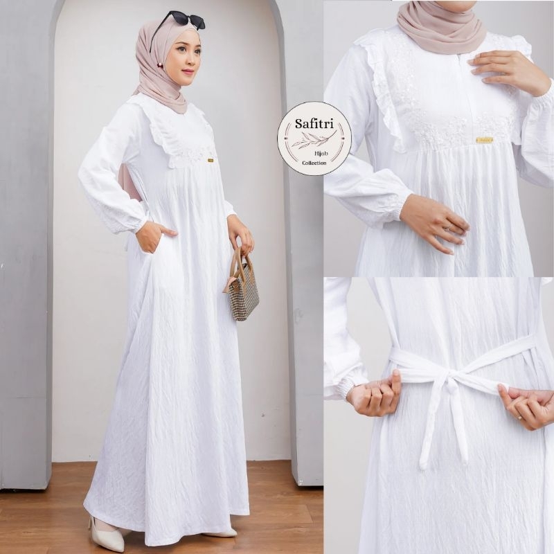 Jual ZORA DRESS 1 Gamis bahan polo linen putih hitam Manasik Haji ...
