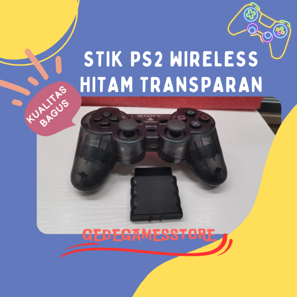 Jual STIK PS2 WIRELESS HITAM TRANSPARAN | Shopee Indonesia