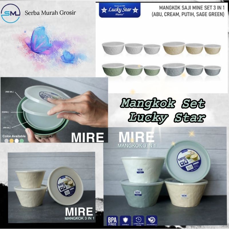 Jual mangkok saji set/Mangkok Set 3 in 1/Mangkok Mire Lucky Star ...
