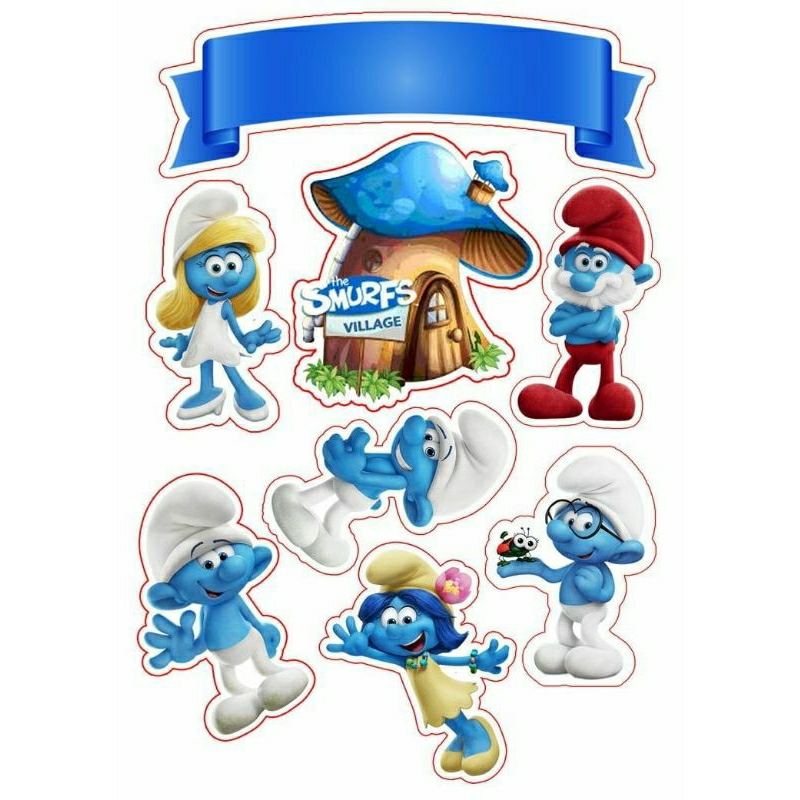 Jual Custom Nama Cake Topper HappyBirthday Tema Smurf | Shopee Indonesia