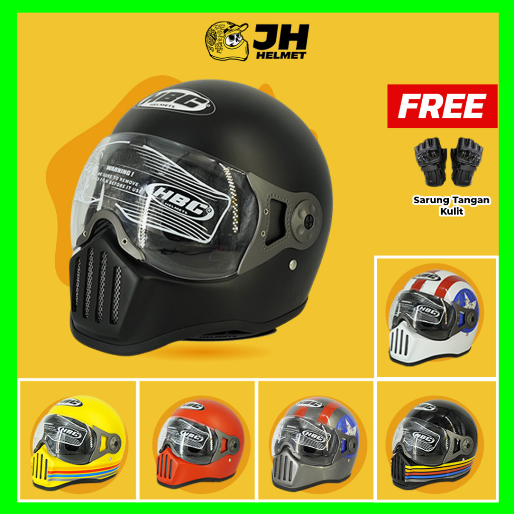Jual Helm Cakil HBC Pilot Visor + Free Sarung Tangan | Helm Retro ...